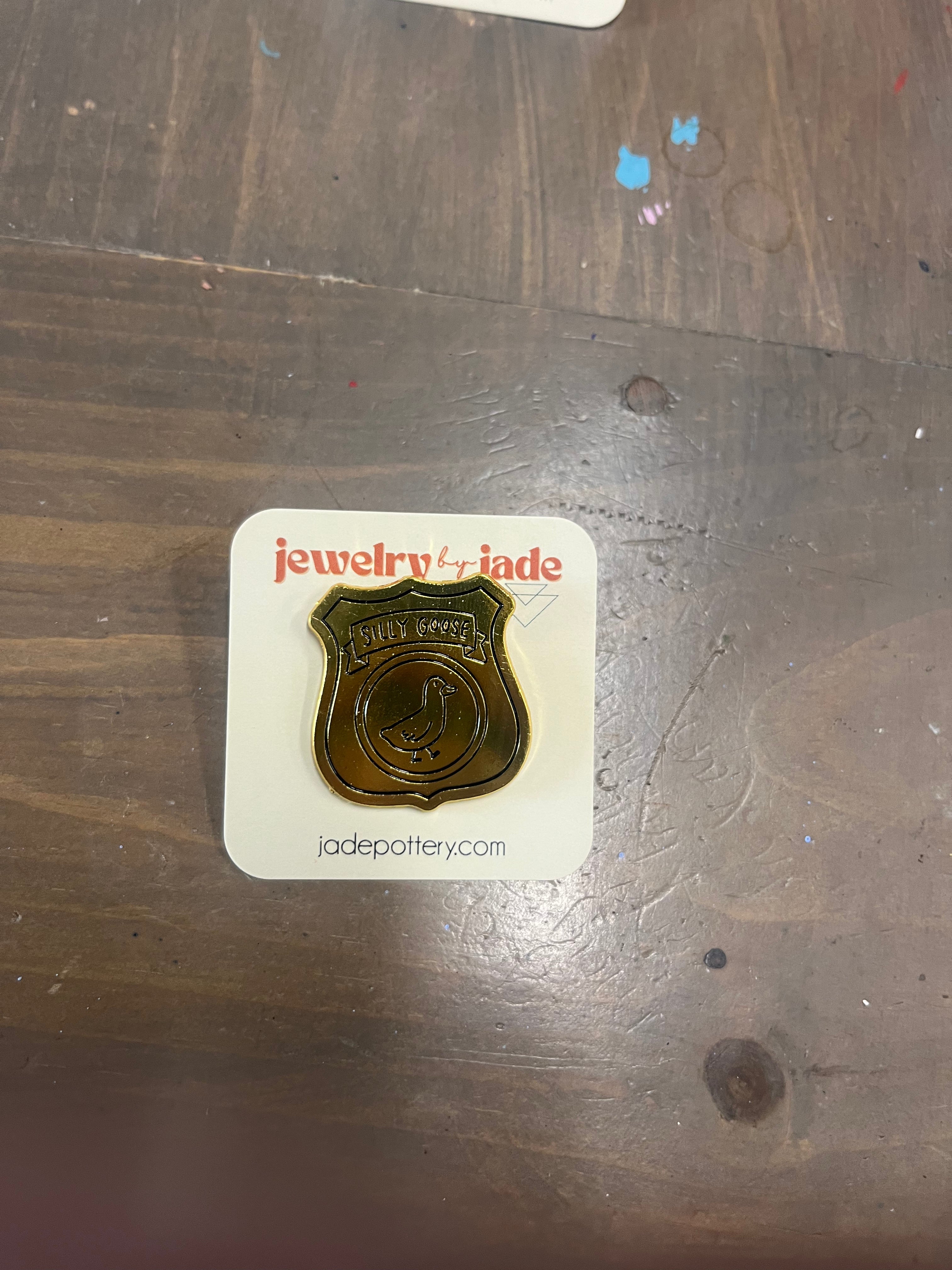 Silly Goose Police Badge Enamel Pin – Jade Pottery