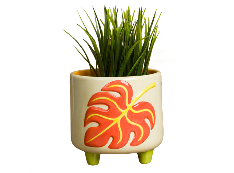 Monstera Footed Container – Jade Pottery